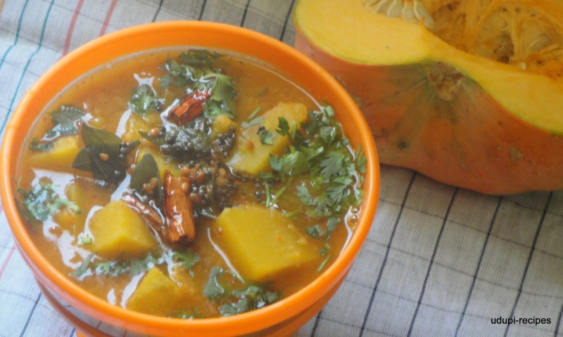 Pumpkin Recipes-Pumpkin Curry/Sweet Pumpkin Curry Recipe - Udupi Recipes