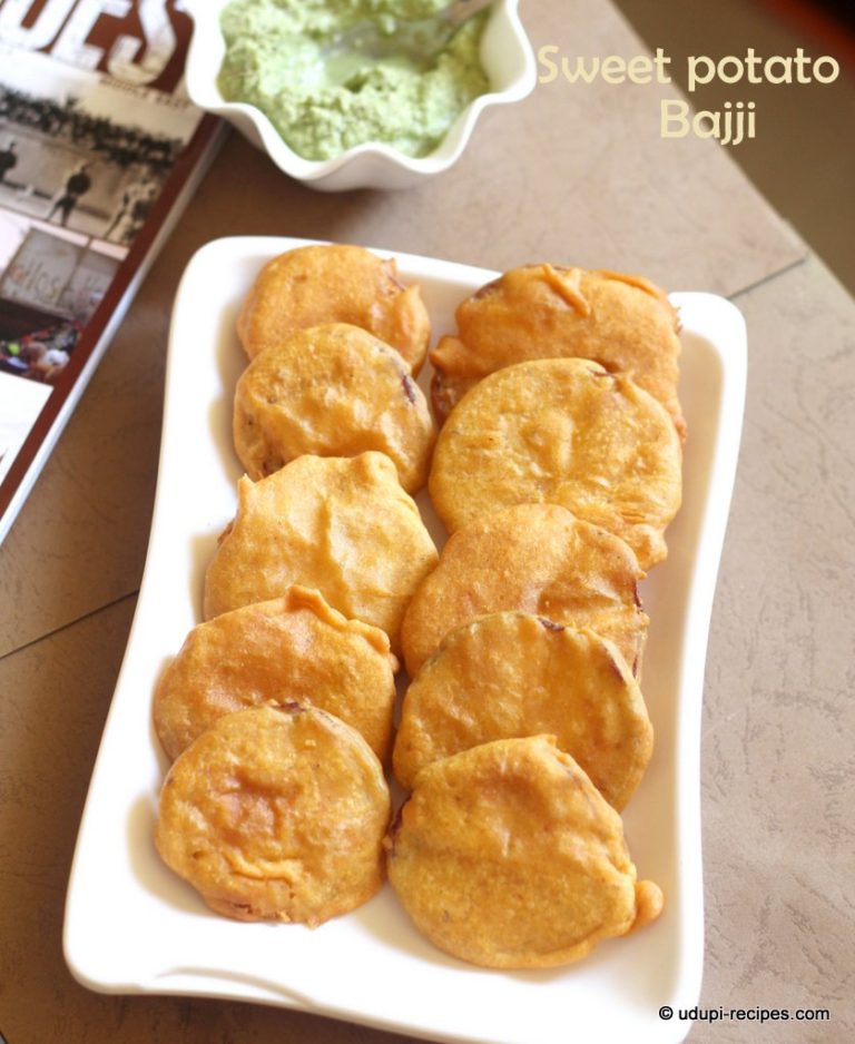 Sweet Potato Bajji | Sweet Potato Fritters Recipe - Udupi Recipes